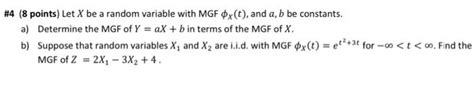 Solved 4 8 Points Let X Be A Random Variable With Mgf