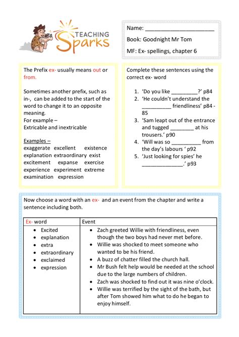 Goodnight Mister Tom Comprehension Spag Ks2 Year 5 Year 6