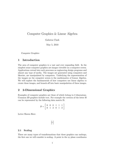 Computer Graphics And Linear Algebra Pdf