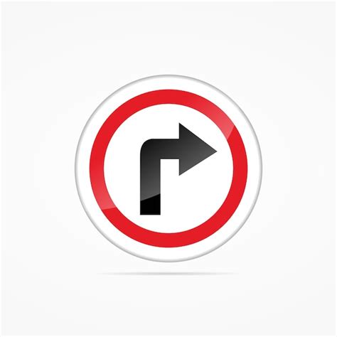 Premium Vector Traffic Sign Turn Right Ahead Sign On White Background