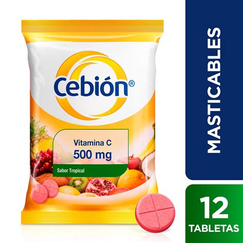 Comprar Tabletas Masticables Cebión De Vitamina C Sabor Tropical 12