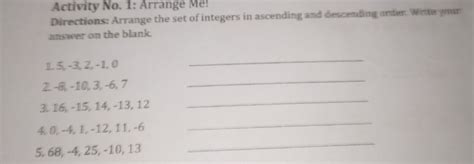 Solved Activity No 1 Arrange Me Directions Arrange The Set Of