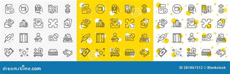 Outline Certificate Election Candidate And Mattress Line Icons For Web App Vector Stock