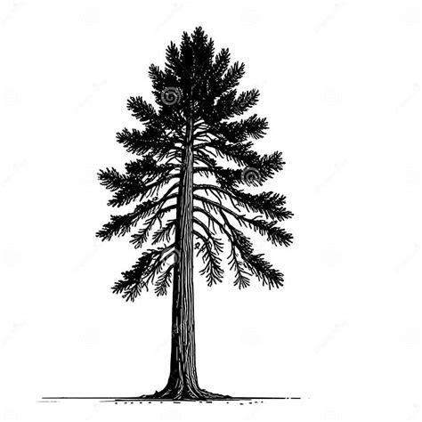 Redwood Tree Icon In Simple Line Art Style Stock Vector Illustration
