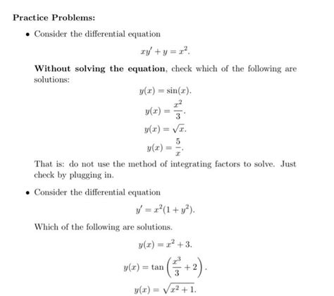 Solved Practice Problems Consider The Differential Chegg