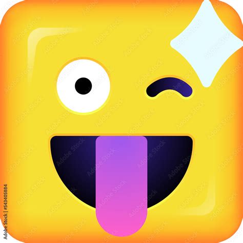Cool Square Emoticon Yellow Emoji Faces Emoticon Smile Digital Smiley Expression Emotion