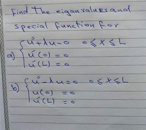 solved find the eigan values and special function for