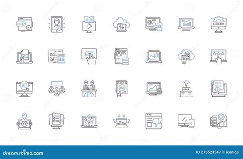 Program Coordination Line Icons Collection Alignment Communication