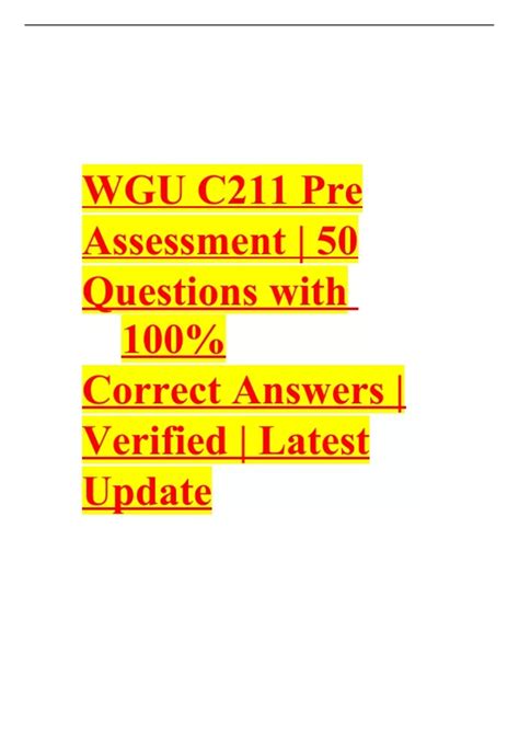 WGU C211 Pre Assessment 50 Questions With 100 Correct Answers