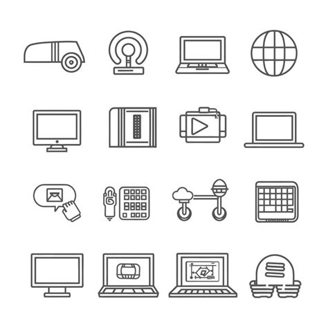 Premium Vector Minimalist Line Art Icon Information Technology Collection Set Logo Symbol