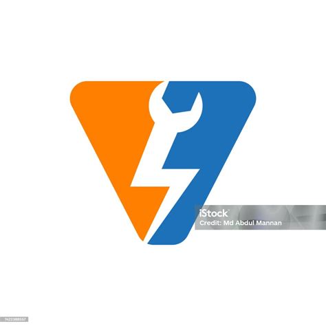 초기 편지 V 수리 렌치 및 볼트 전원 로고 디자인 수리 전기 기호 벡터 템플릿 개념에 대한 스톡 벡터 아트 및 기타 이미지 개념 건설 산업 교통수단 Istock