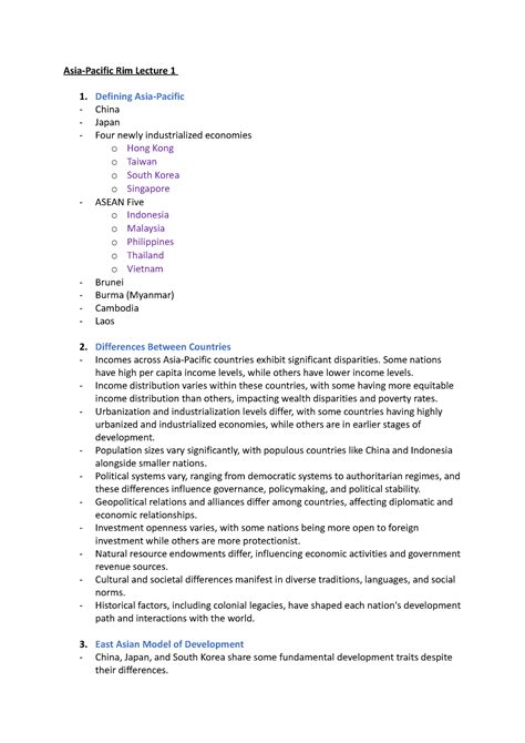 APR Notes For Lectures 1 2 Asia Pacific Rim Lecture 1 1 Defining