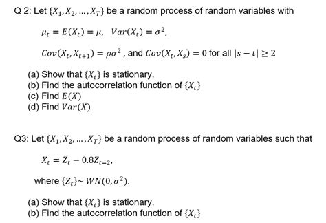 Solved Q 2 Let X1 X2 Xt Be A Random Process Of Random