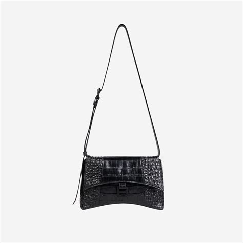 발렌시아가 다운타운 Xs 숄더백 크로커다일 엠보스 블랙 Balenciaga Kream