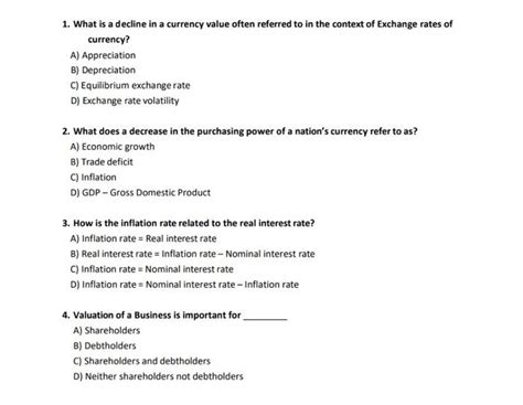 Solved What Is A Decline In A Currency Value Often Chegg