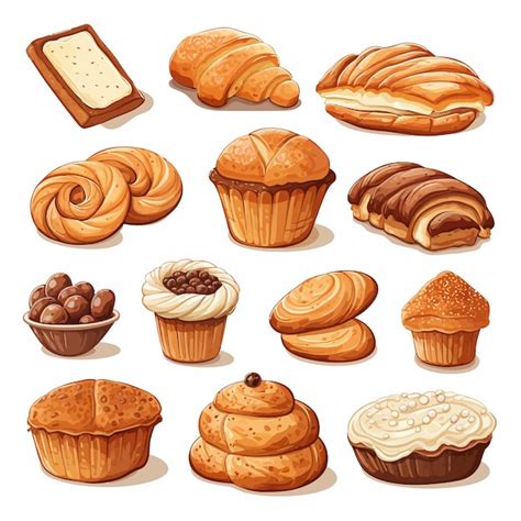 Premium Vector Bakeryproductssetofvectorimagesillustrated