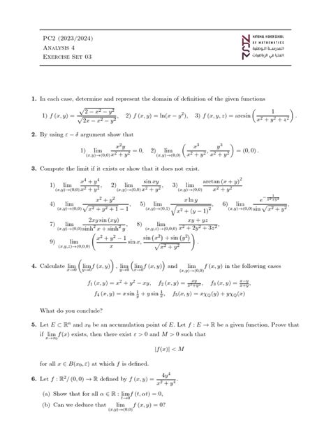 Analysis4 Exoset03 Pdf Real Analysis Complex Analysis