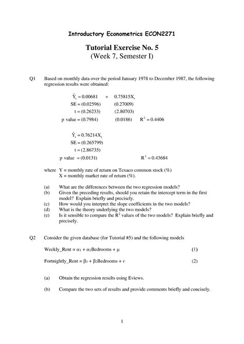 Answer Guides Tutorials Introductory Econometrics Econ Tutorial