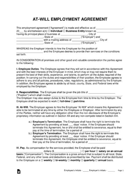 Employment Contract Templates W 2 And 1099 Agreements Eforms Free
