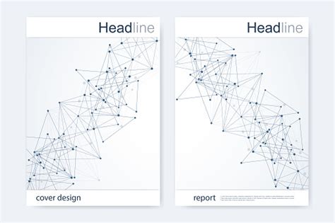과학적인 브로셔 디자인 서식 파일입니다 벡터 전단지 레이아웃 연결된 라인 및 점 분자 구조 잡지 전단지 커버 포스터 디자인에 대