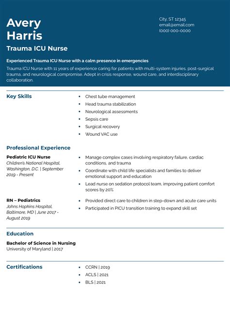 20 Icu Nurse Resume Examples And Templates For 2026