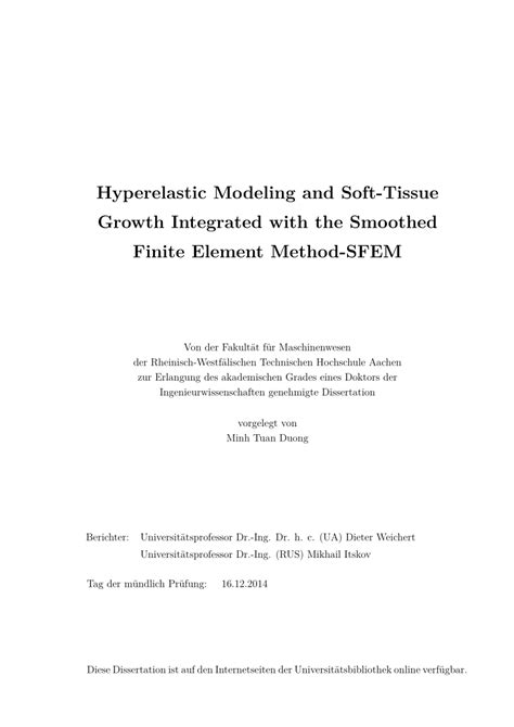 Pdf Hyperelastic Modeling And Soft Tissue Growth Integrated With The