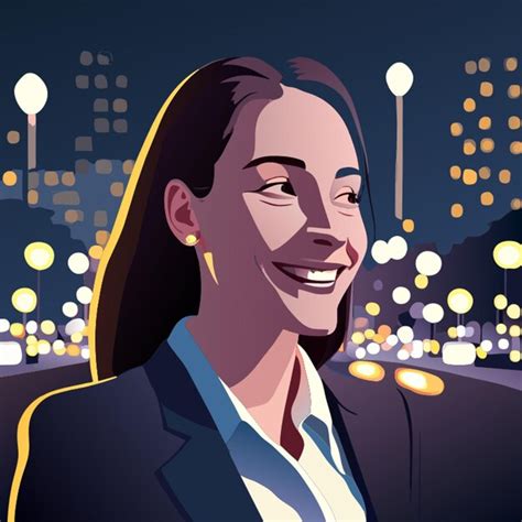 Joven Mujer De Negocios Sonriendo Borrosa Detrás De Las Luces De La
