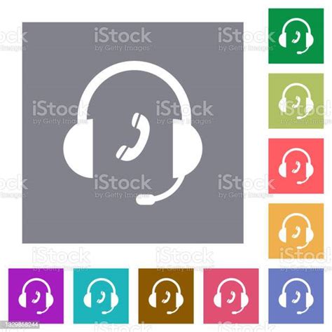 고객 서비스 스퀘어 플랫 아이콘 호출 It 지원에 대한 스톡 벡터 아트 및 기타 이미지 It 지원 가득 찬 고객 Istock