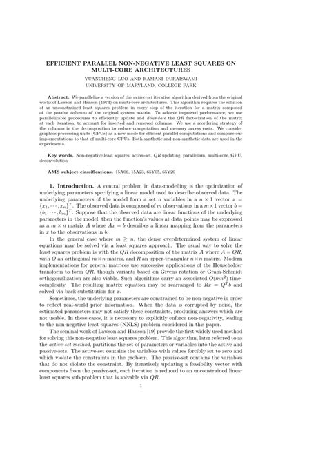 Pdf Efficient Parallel Nonnegative Least Squares On Multicore