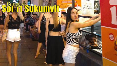 🇹🇭 4k Hdr Bangkok Pretty Girls And Freelancers Soi 11 Sukhumvit Night Walk Sept 16th 2022