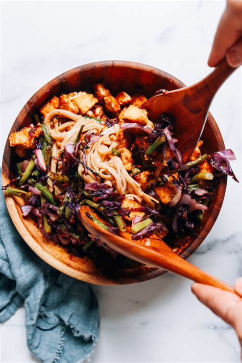 Vegan Ginger Sesame Noodles With Crispy Tofu Minimalist Baker