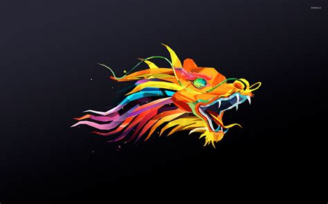 Colorful Dragon With Green Diamonds Eyes Wallpaper Digital Art