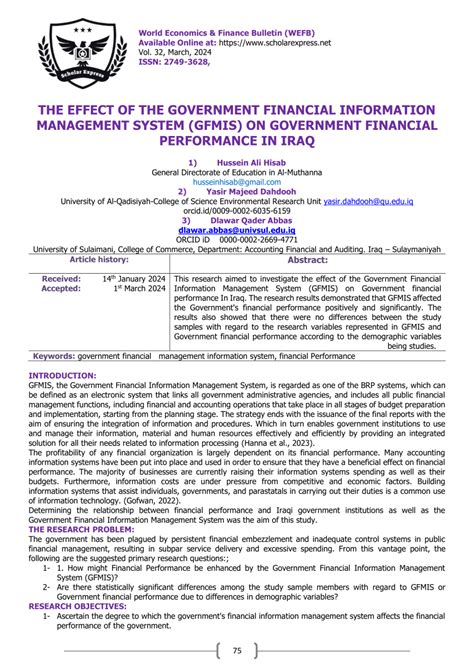 Pdf The Effect Of The Government Financial Information Management System Gfmis On Government