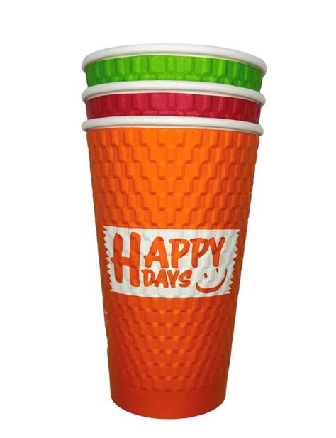 16oz Embossed Happy Days Double Wall Pe Cup Catering Disposables