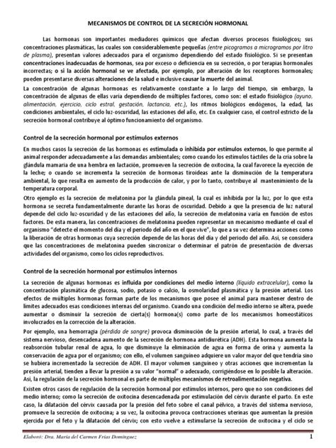 Control Secreción Hormonal Pdf Hormona Sistema Endocrino