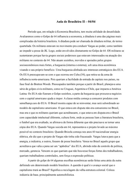 Aula De Brasileira Ii 04 Aula De Brasileira Ii 0404 Período Que