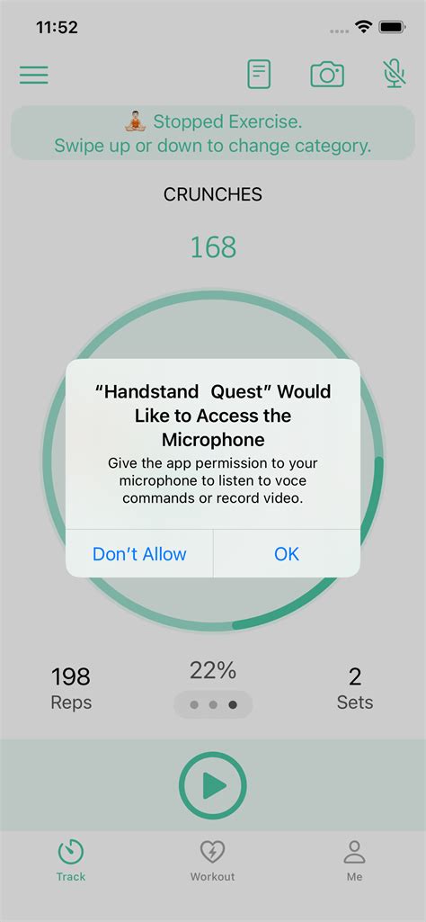 Workout Using Voice Commands Handstand Quest