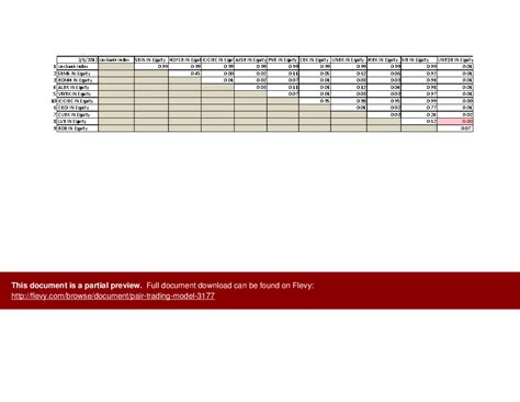Pair Trading Model Template Excel XLS
