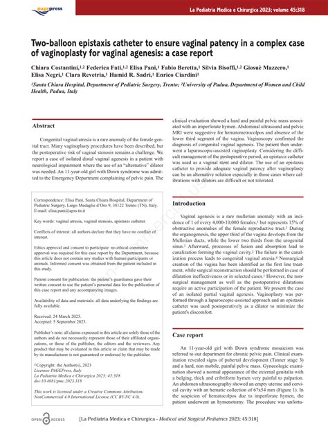 Pdf Two Balloon Epistaxis Catheter To Ensure Vaginal Patency In A