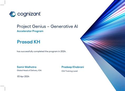 Prasad Kh Harinath On Linkedin Cognizantprojectgenius