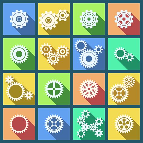 Collection Of Cogs And Gears Icons Set Vector Art At Vecteezy