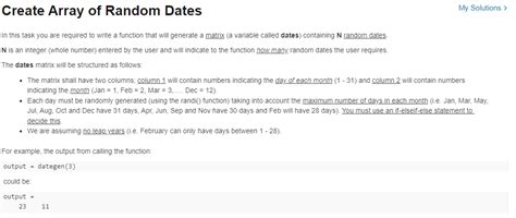 Solved My Solutions Create Array Of Random Dates In This