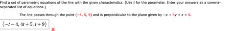 Solved Find A Set Of Parametric Equations Of The Line With Chegg