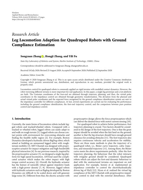 Pdf Leg Locomotion Adaption For Quadruped Robots With Ground Compliance Estimation