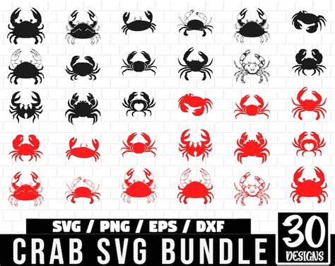 Crab Svg Bundle Crab Png Bundle Crab Clipart Crab Svg Cut Files For Cricut Crab Silhouette Sea
