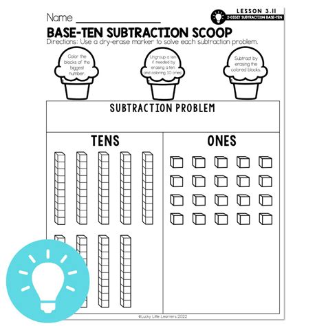 Lucky To Learn Math 2 Digit Subtraction With Base Ten Blocks Lesson 311 Mini Lesson