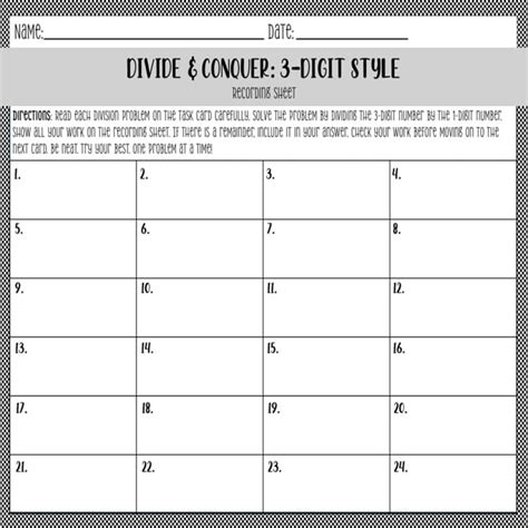 Divide And Conquer 3 Digit Style By Renkens Resources Tpt