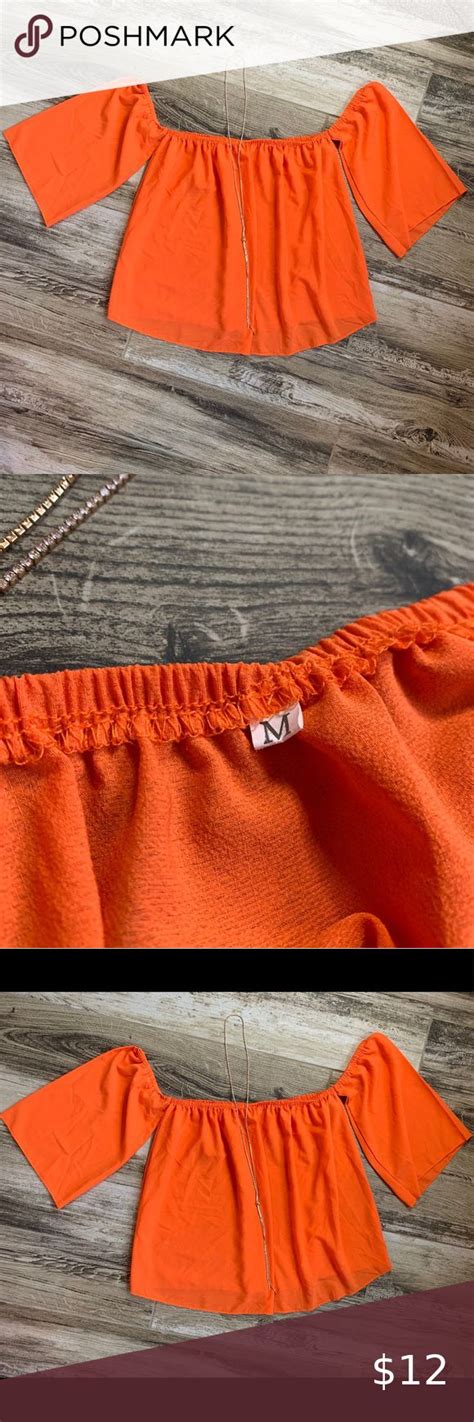 Bright Open Shoulder Top 🧡 Solid Color Outfits Open Shoulder Tops