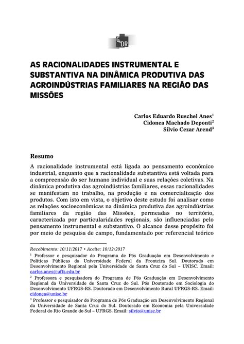 Pdf Instrumental And Substantive Rationality In The Productive