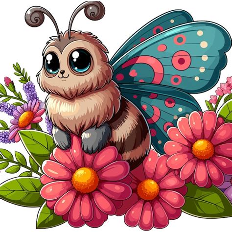 Premium Vector Cute Moth Vector Cartoon Illustration